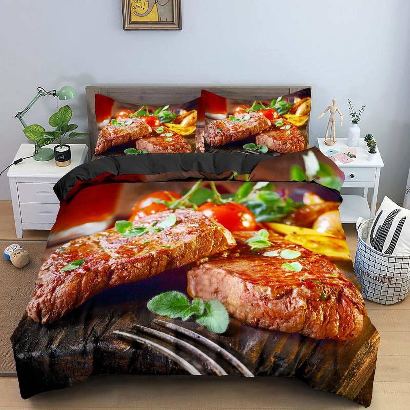 3D Vintage Hamburger Print Bedding Sets Fast Food Lover Cheese Burger ...