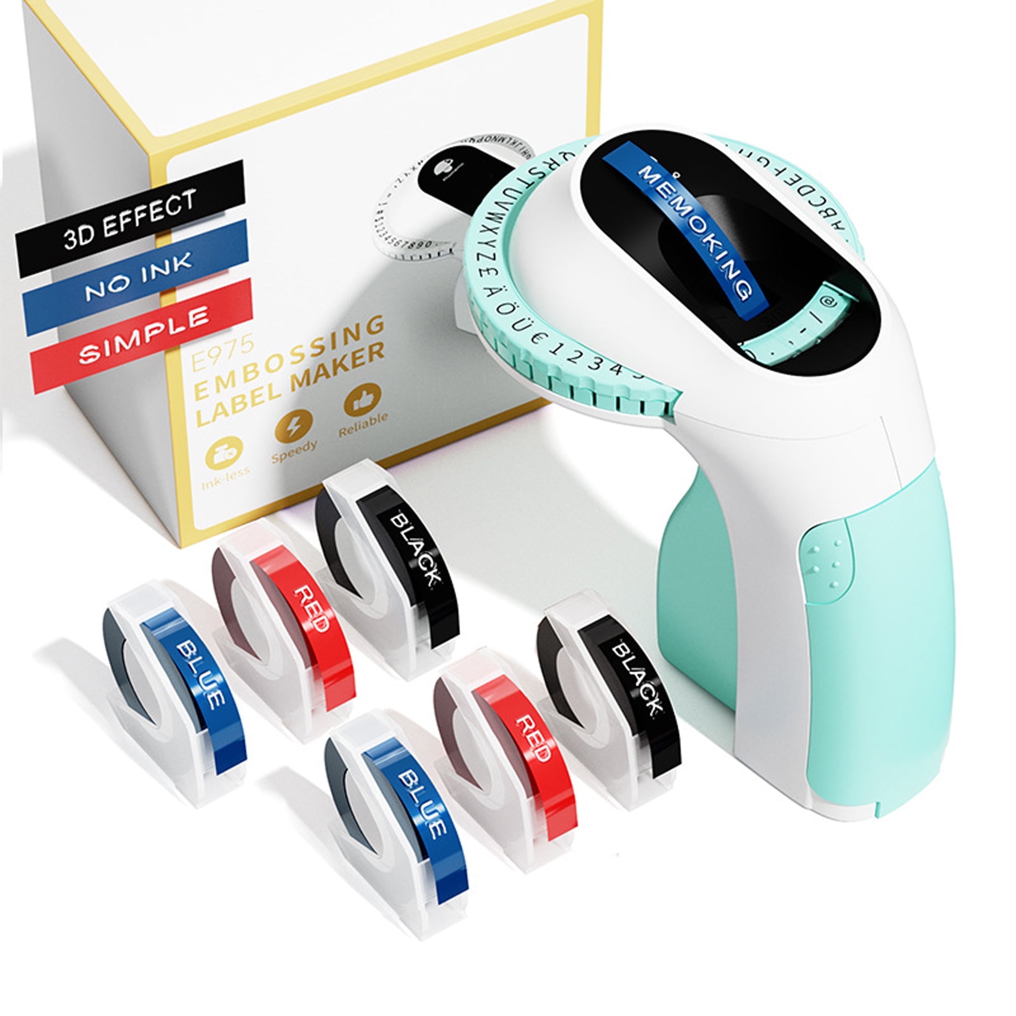 3D Vintage Manual Label Maker Printer,Embossing Label Maker Machine with 6 Rolls Emboss Tapes ...