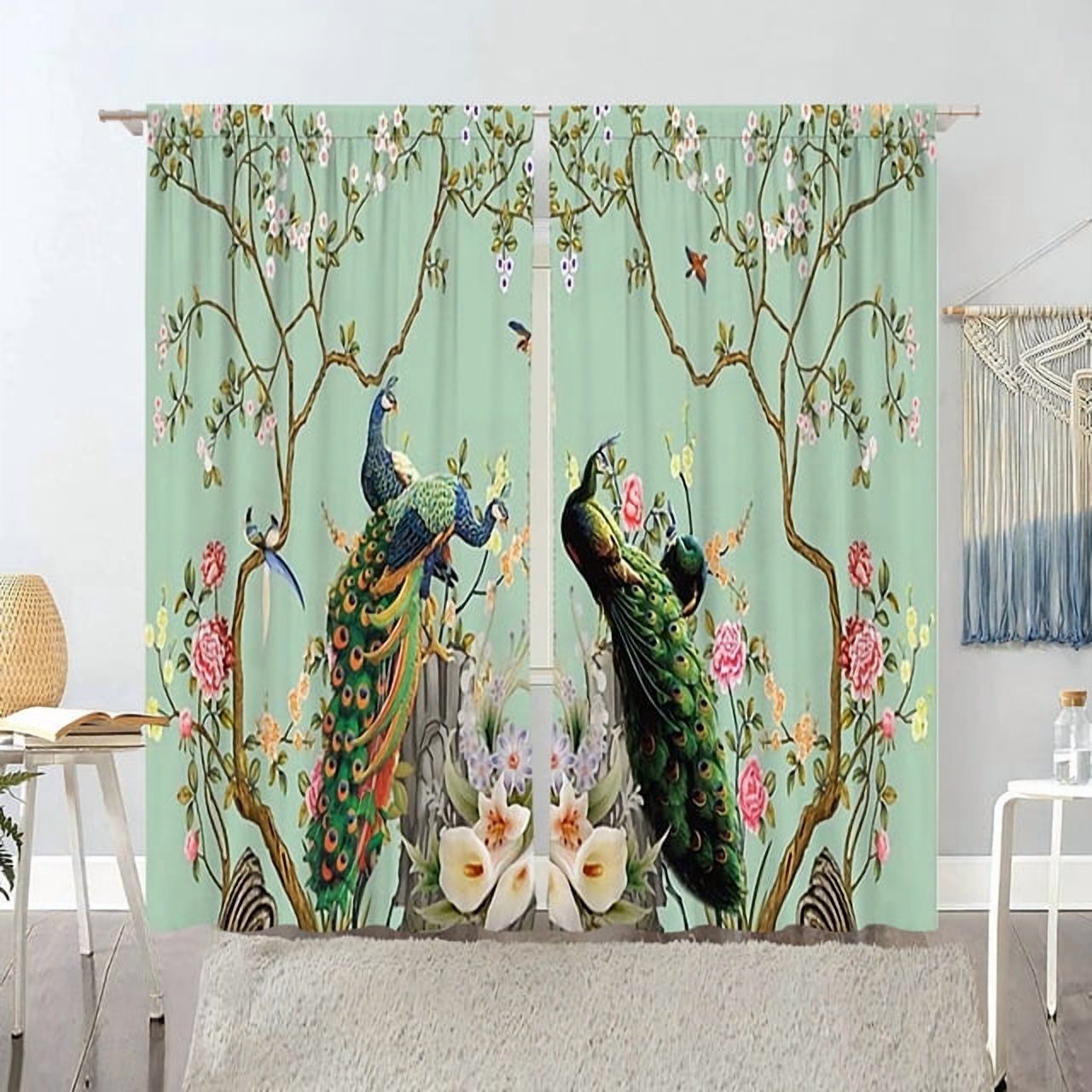 3D Vintage Peacock With Flower Morden Luxury Bedroom Window Curtains ...