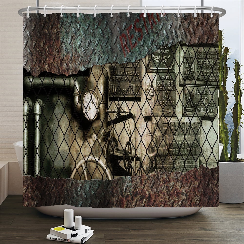 3D Vintage Steampunk Clocks and Gears Bathroom Shower Curtain Set ...