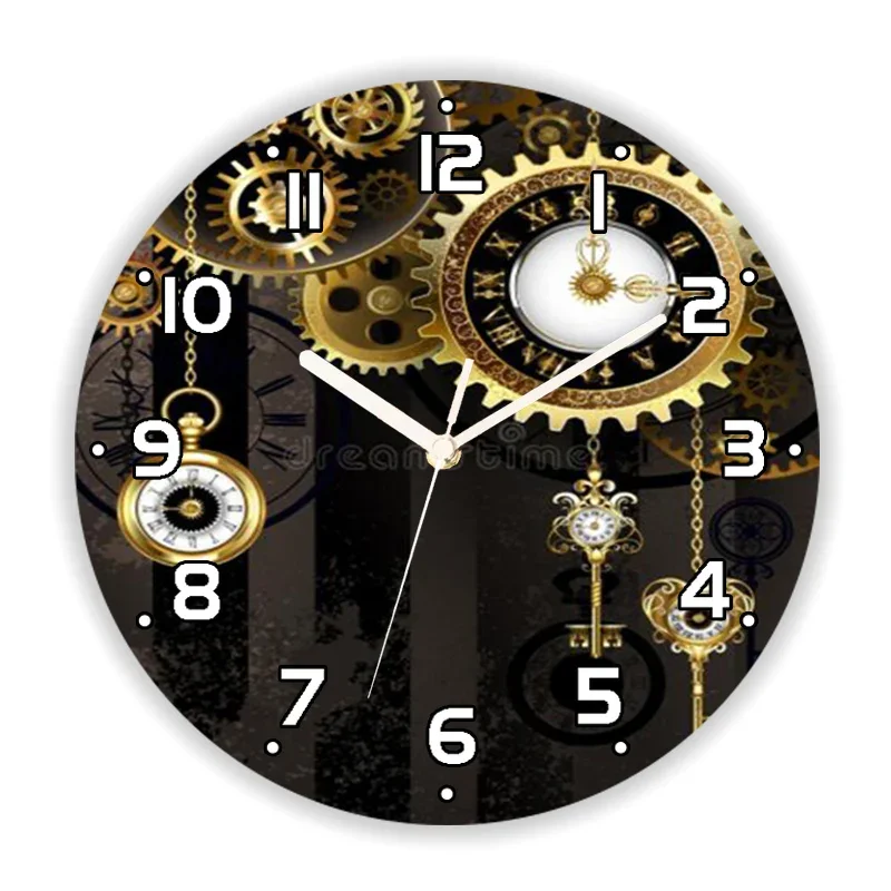 3D Vintage Steampunk Clocks and Gears Wall Clock for Living Room ...