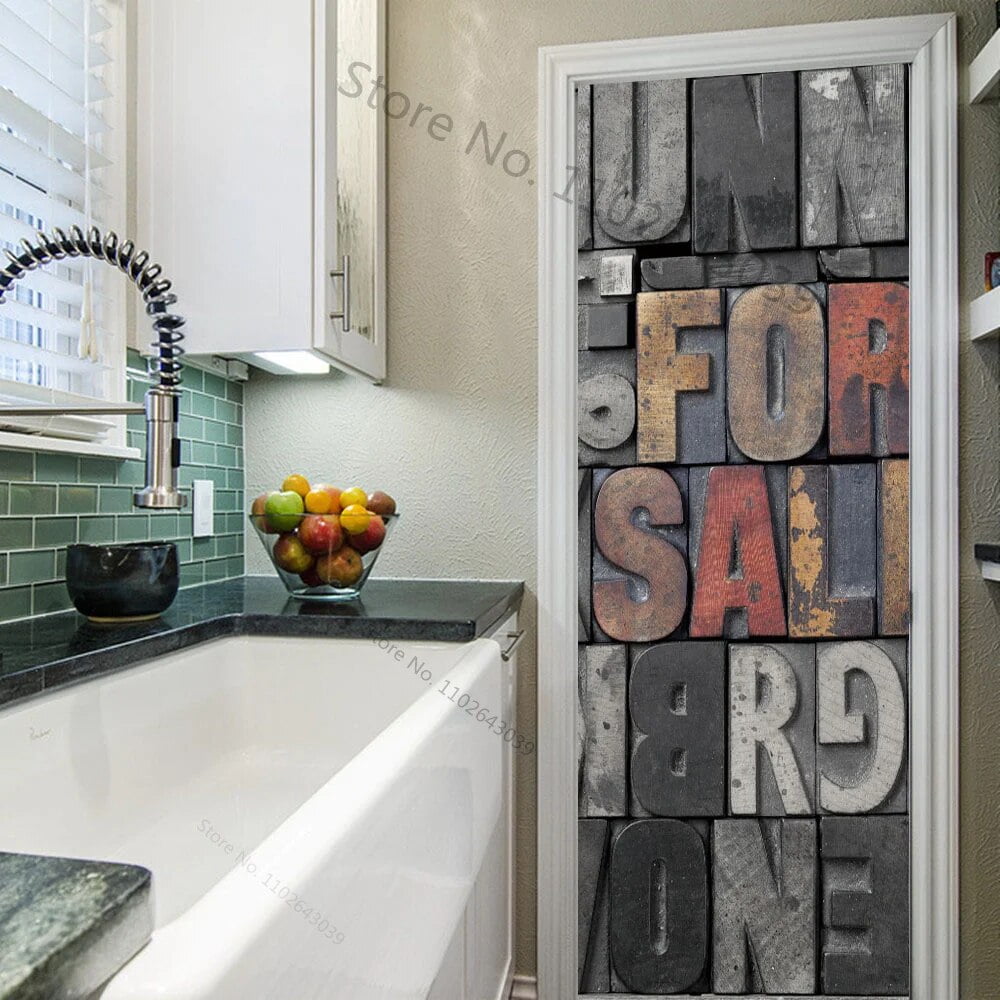 3D Vinyl Bookcase Door Sticker Wallpaper For Bedroom Study Decoration ...