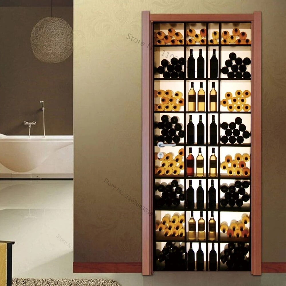 3D Vinyl Bookcase Door Sticker Wallpaper For Bedroom Study Decoration ...