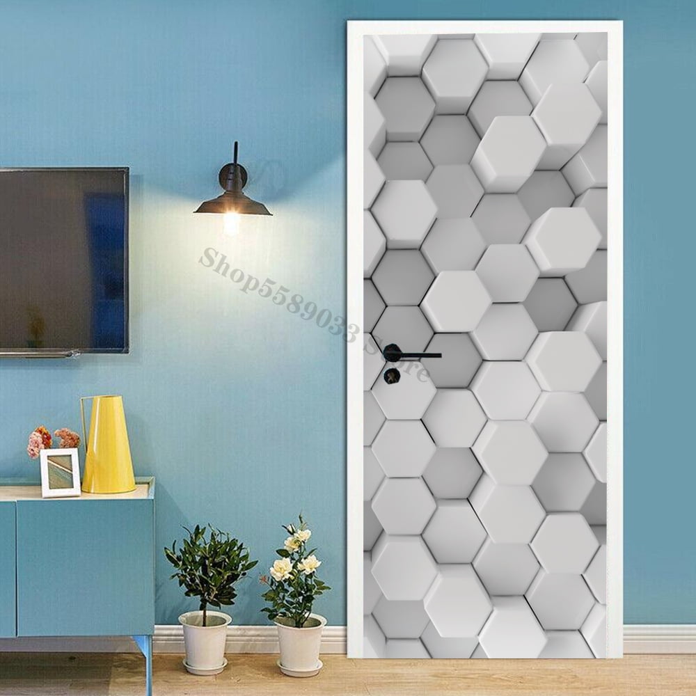 3D Vinyl Door Wallpaper Glass Door Figure Sticker For Room Decor ...
