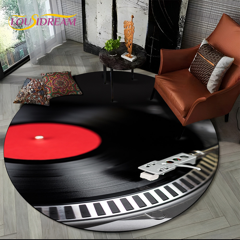 3D Vinyl Record Music DJ Screen Tape HD Round Area Rug Carpet Rug for ...