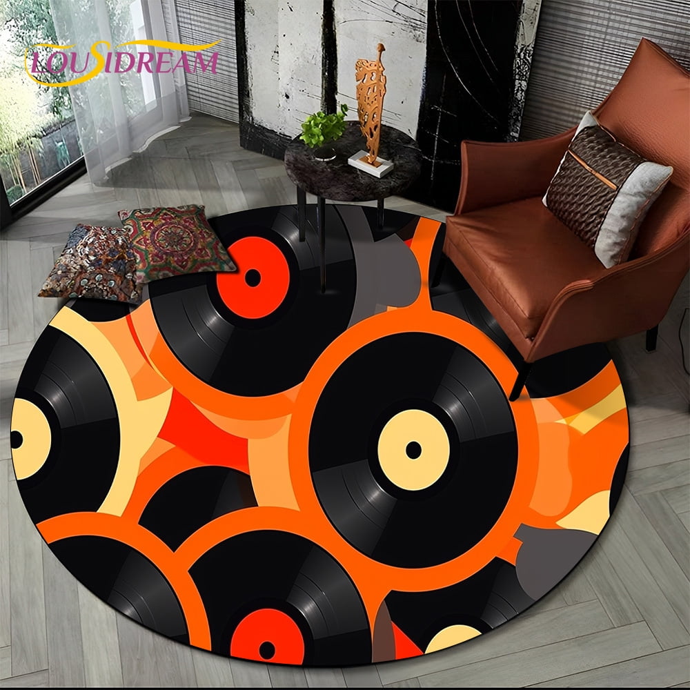 3D Vinyl Record Music DJ Screen Tape HD Round Area Rug Carpet Rug for ...