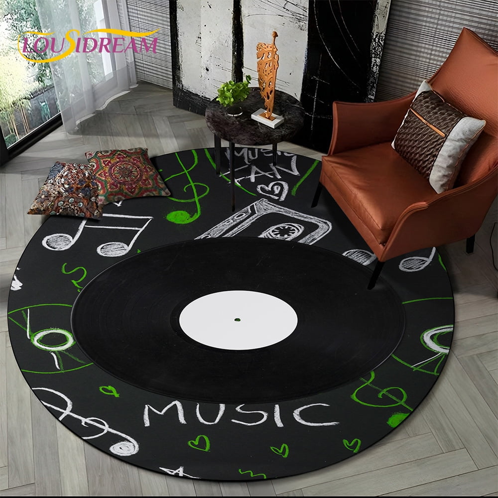 3D Vinyl Record Music DJ Screen Tape HD Round Area Rug Carpet Rug for ...