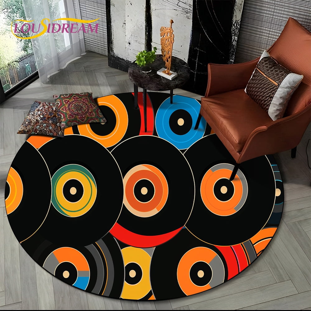 3D Vinyl Record Music DJ Screen Tape HD Round Area Rug Carpet Rug for ...