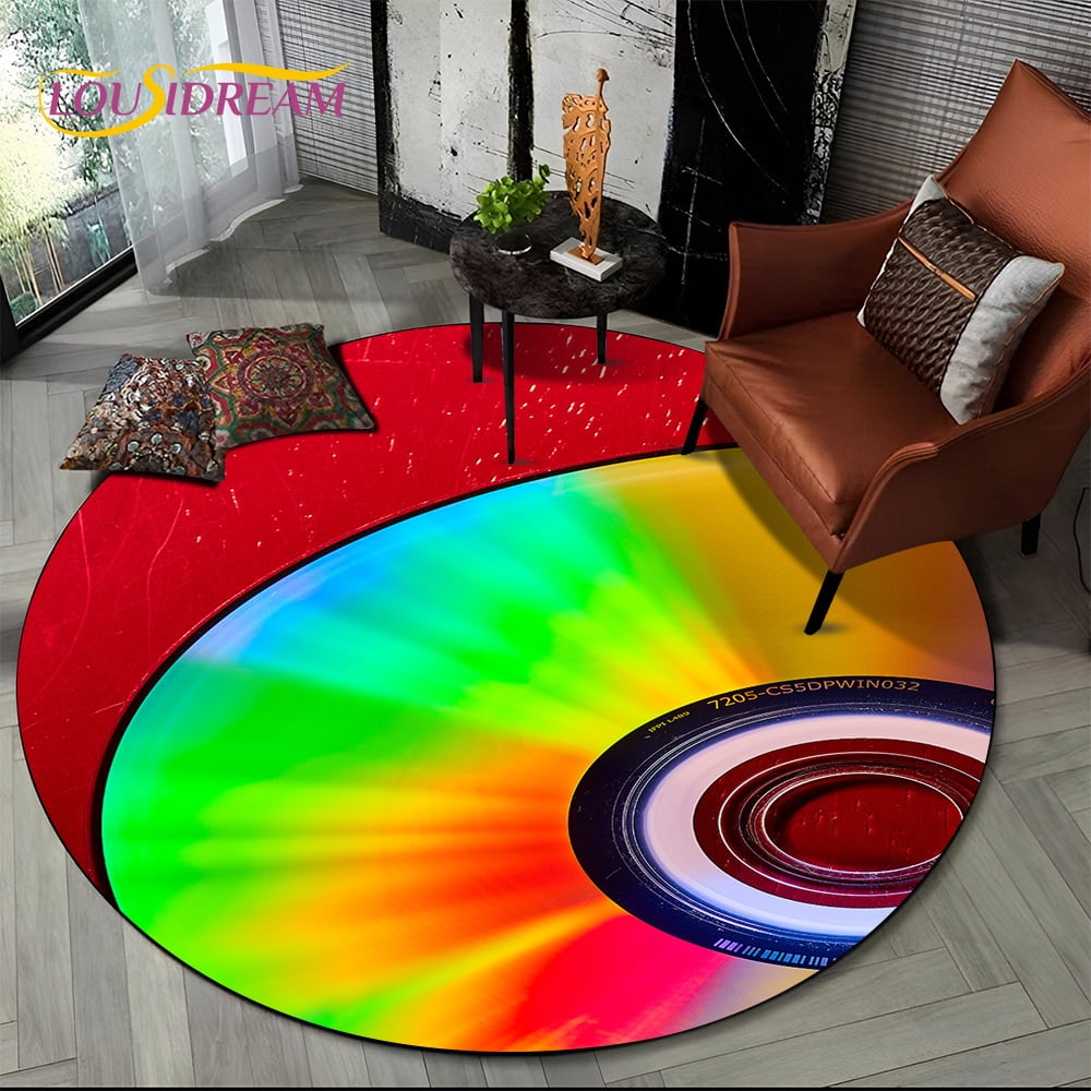 3D Vinyl Record Music DJ Screen Tape HD Round Area Rug Carpet Rug for ...