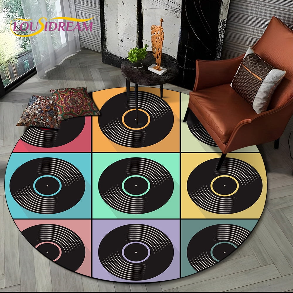 3D Vinyl Record Music DJ Screen Tape HD Round Area Rug Carpet Rug for ...