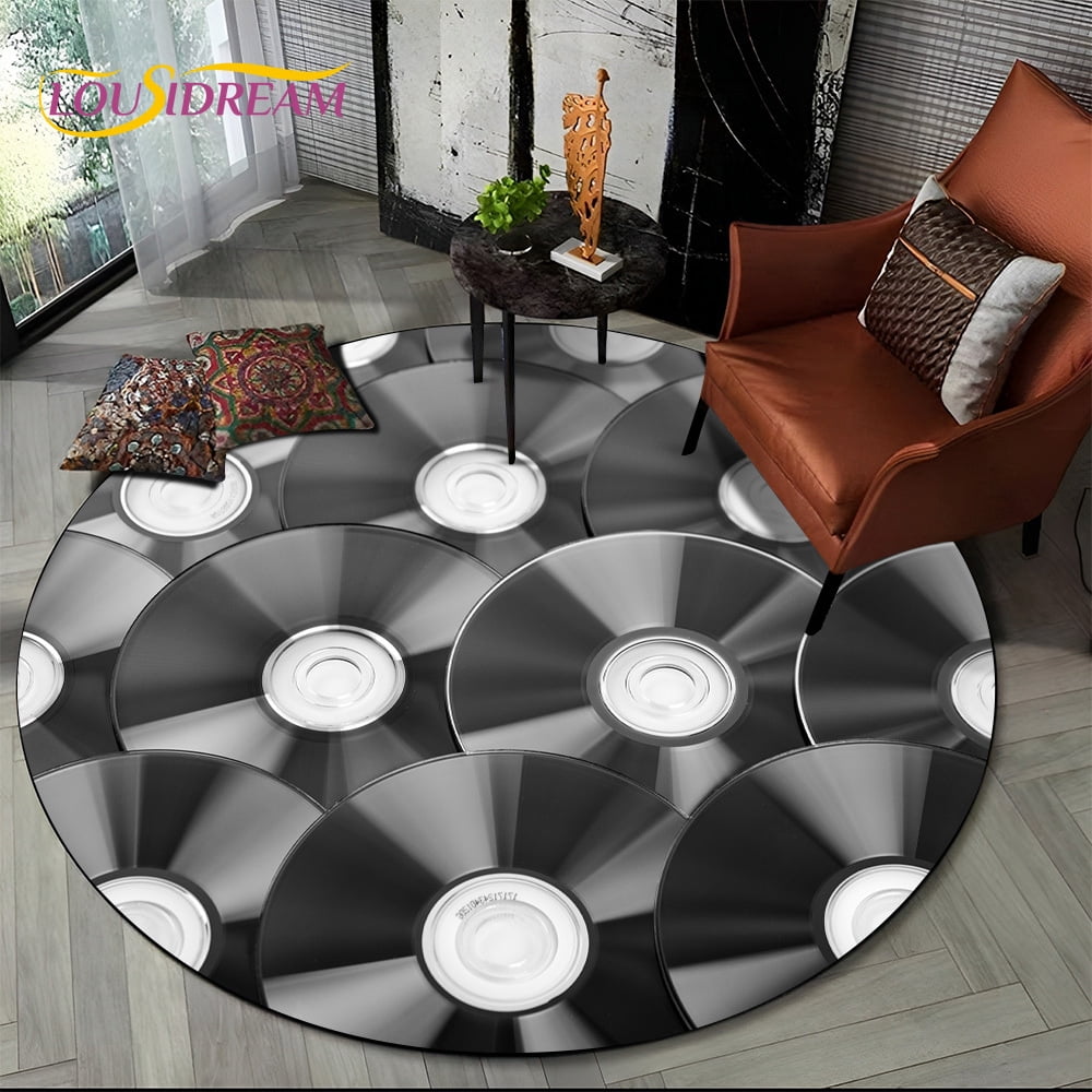 3D Vinyl Record Music DJ Screen Tape HD Round Area Rug Carpet Rug for ...