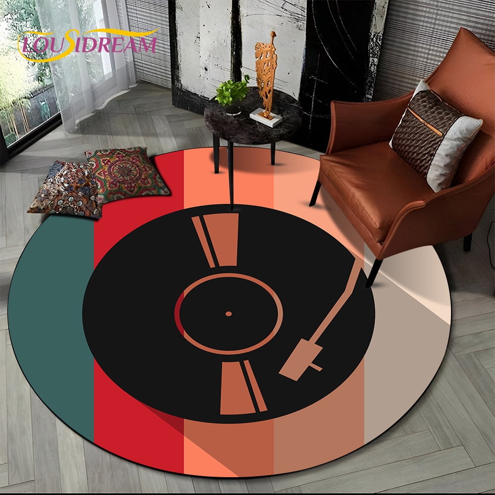 3D Vinyl Record Music DJ Screen Tape HD Round Area Rug Carpet Rug for ...