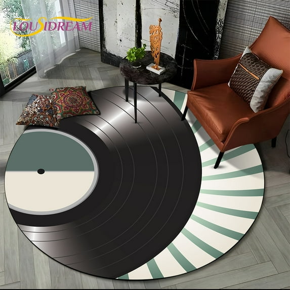 3D Vinyl Record Music DJ Screen Tape HD Round Area Rug Carpet Rug for ...