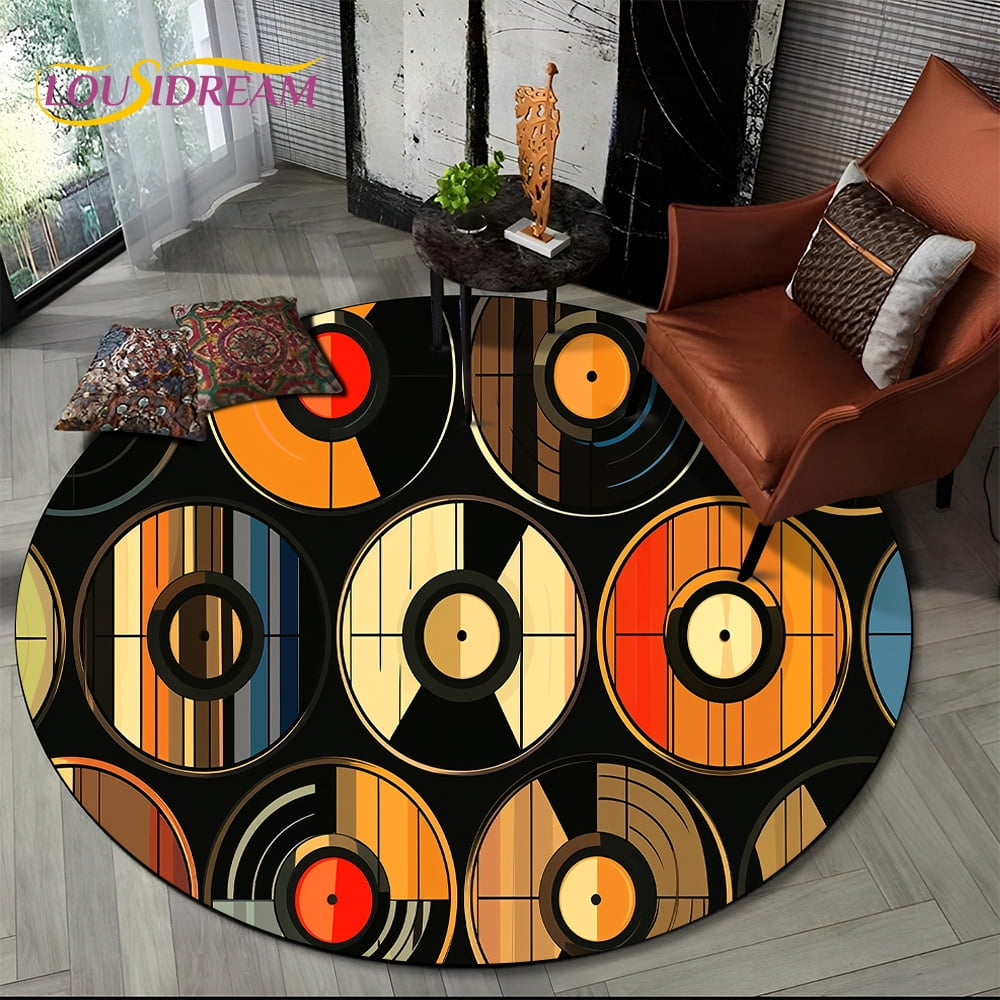 3D Vinyl Record Music DJ Screen Tape HD Round Area Rug Carpet Rug for ...