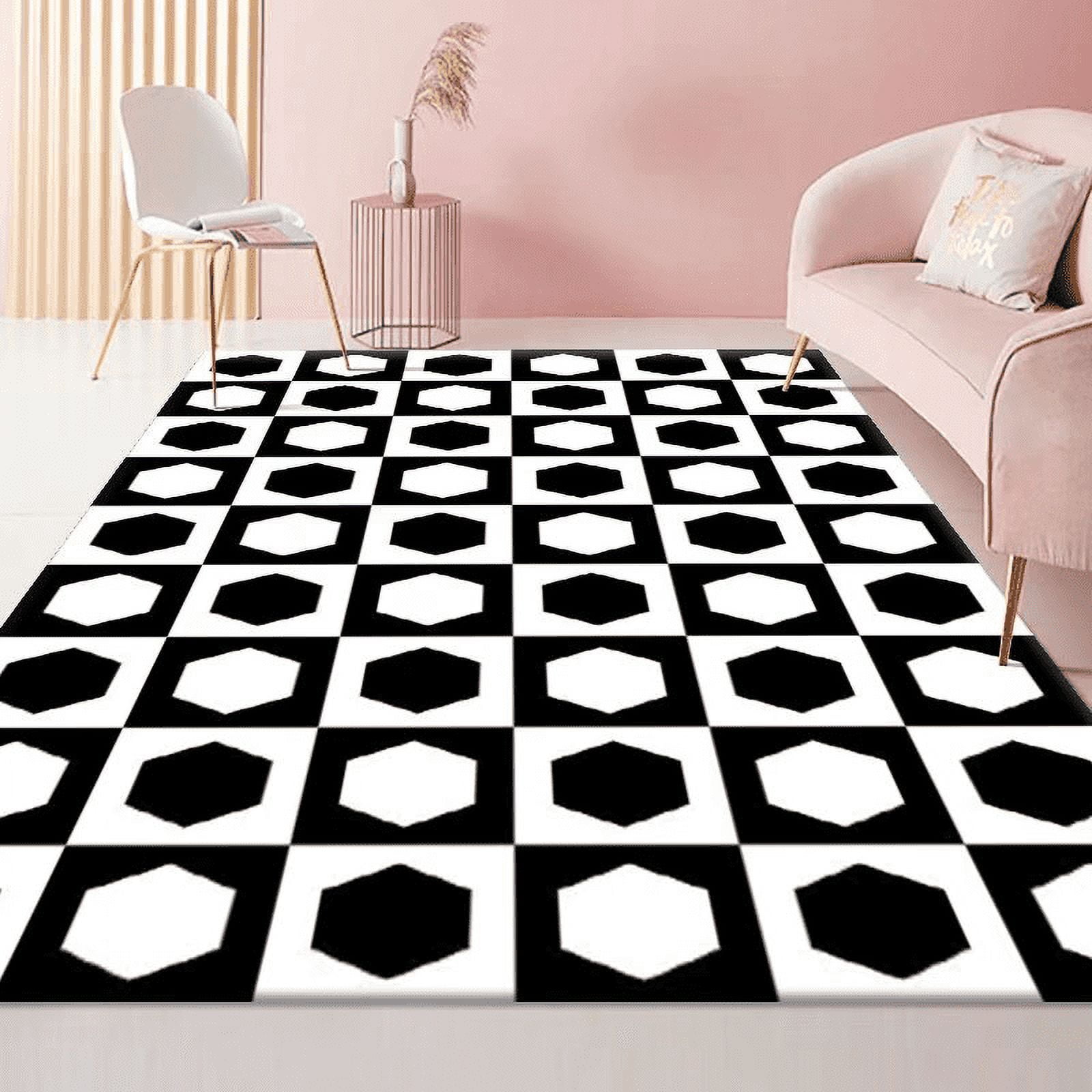 3D Vision Black White Lattice Carpet Modern Vertigo r Rugs for Living Room Bedroom Bedside Sofa ...