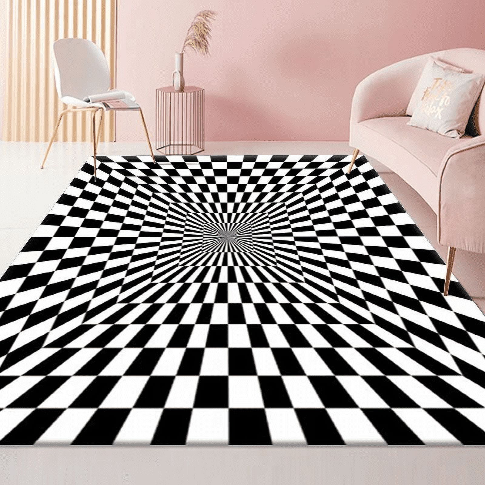 3D Vision Black White Lattice Carpet Modern Vertigo r Rugs for Living ...