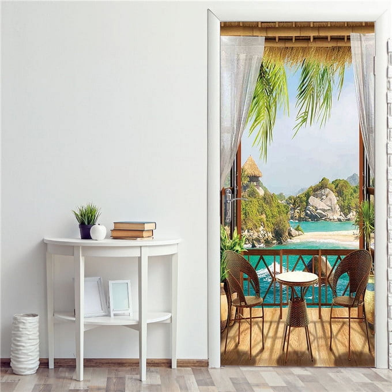 3D Vision Door Sticker Red Rose Wallpaper For Bedroom Home Decoration ...