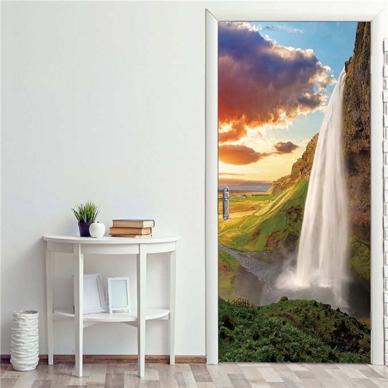 3D Vision Door Sticker Red Rose Wallpaper For Bedroom Home Decoration ...