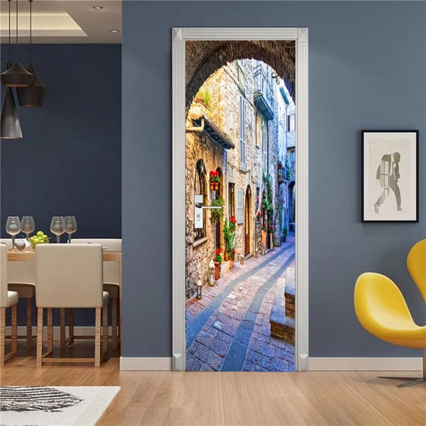 3D Vision Snow Scene Wallpaper Door Cover Sticker Self Adhesive ...