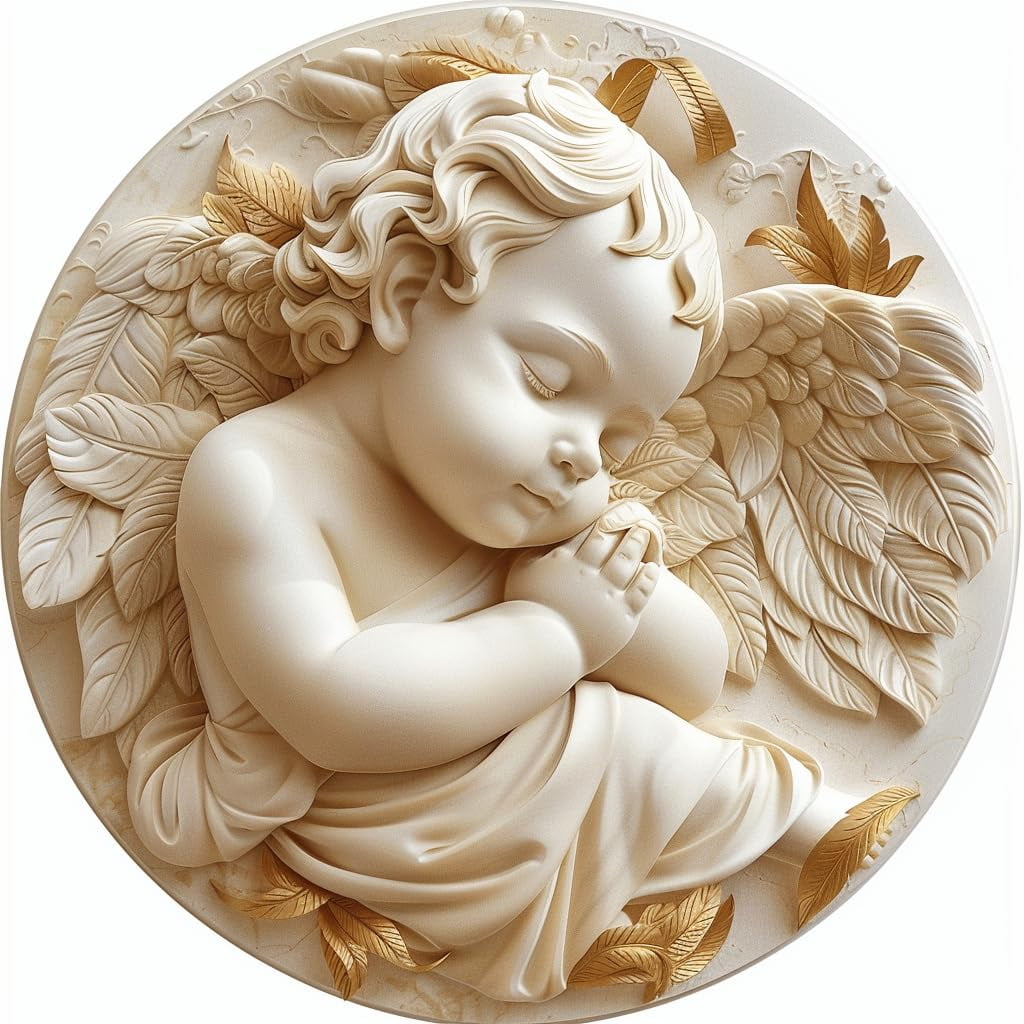 3D Vision Stone Carving Sleeping Angel 5D Diamond Art Painting by ...