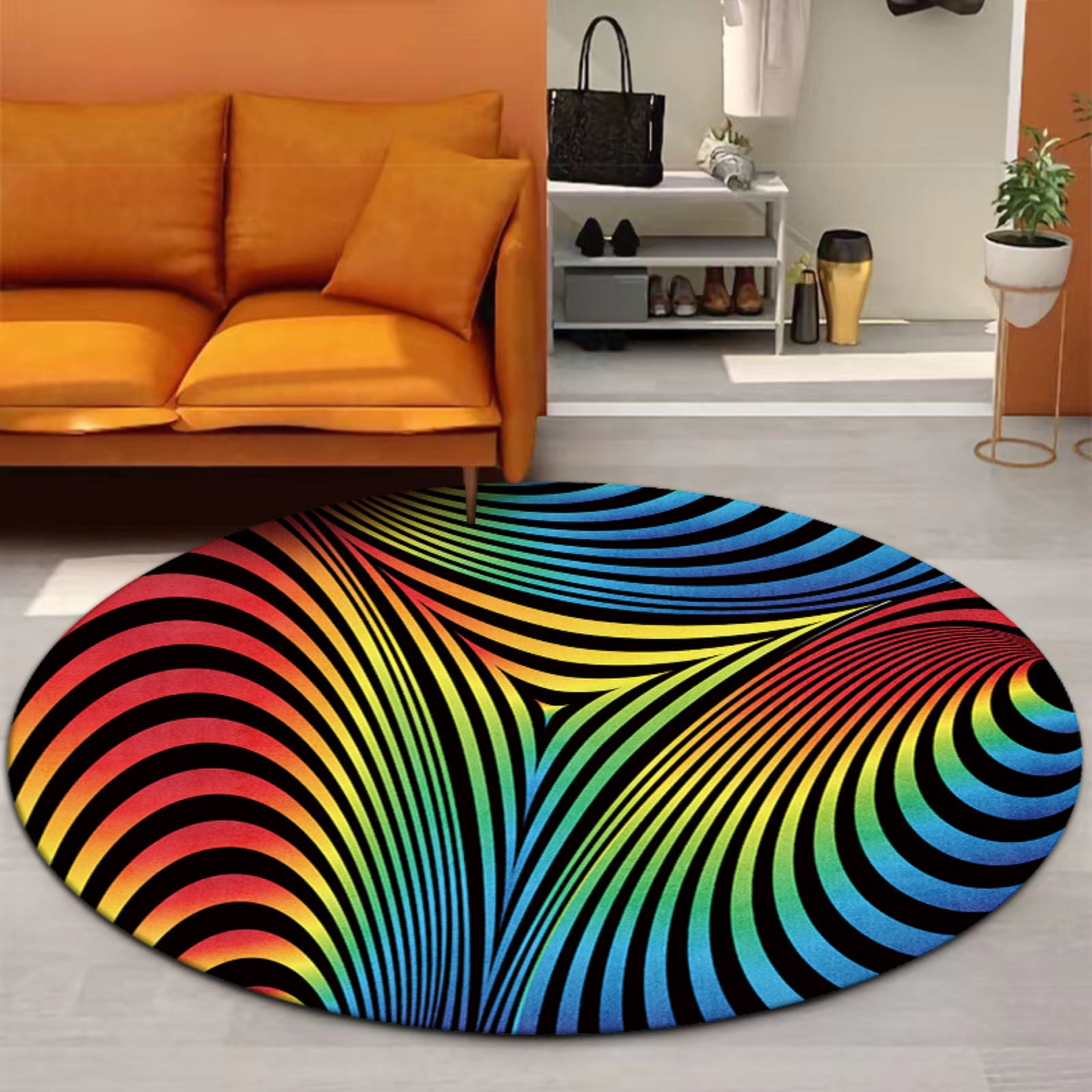 3D Visual Design Oval Shaped Entrance Hallway Doormat, Home Bathroom ...