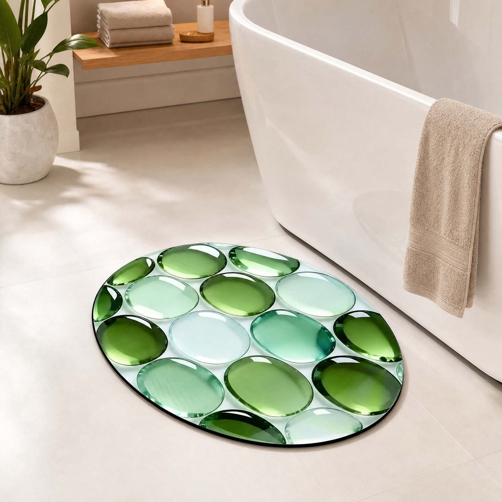 3D Visual Effect Diatomite Bath Mat, Ultra-High Water Absorption Quick ...