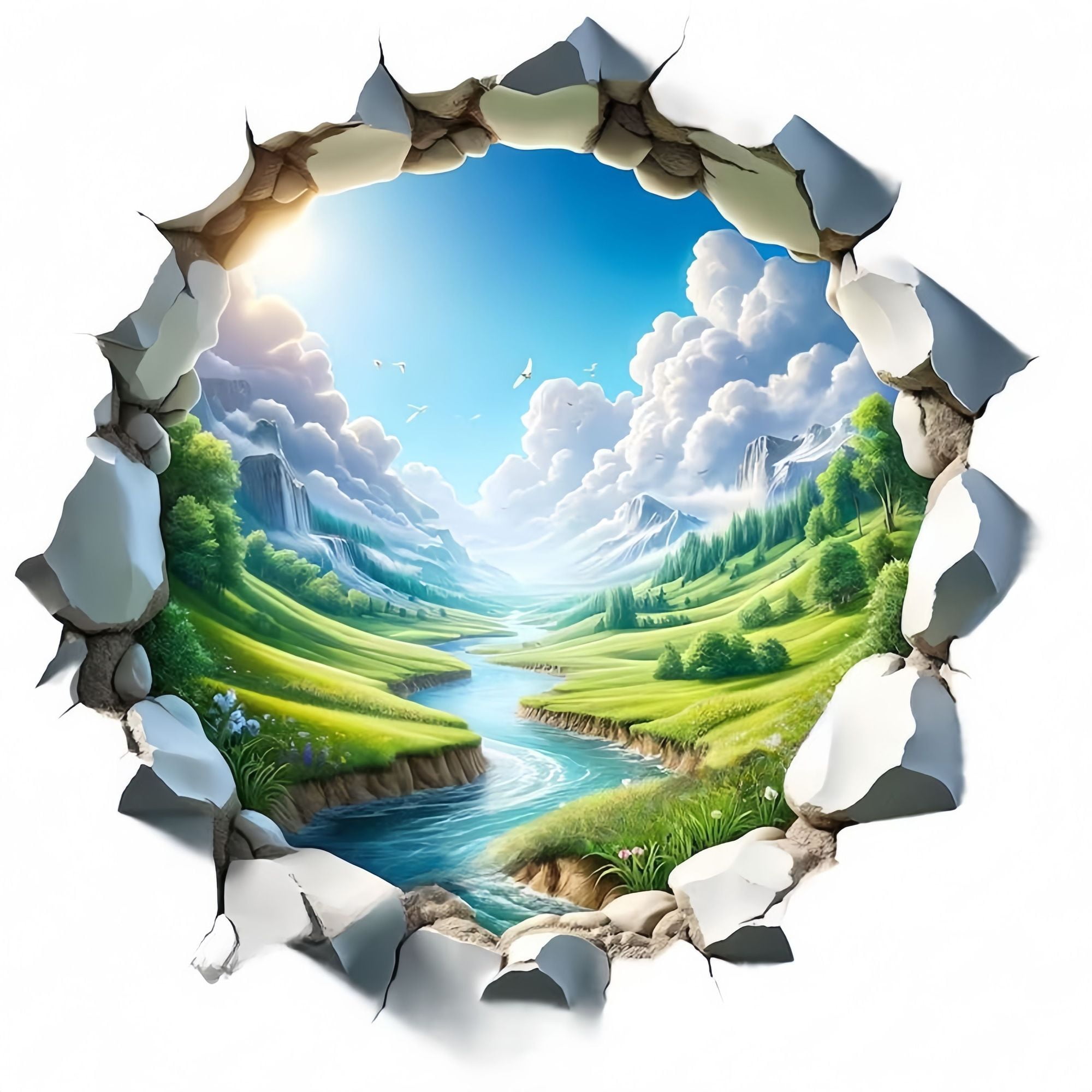 3D Visual Effect Scenic Stickers - Waterproof Decorative Decals for ...
