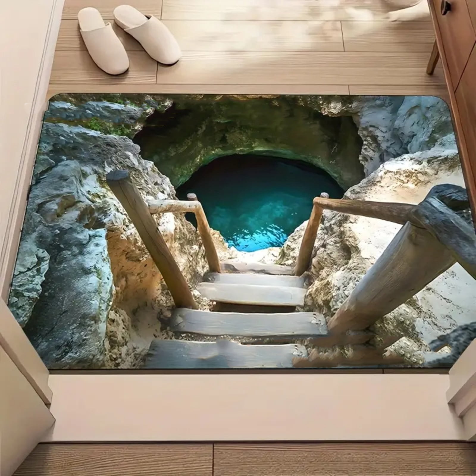 3D Visual Entryway Floor Mat, Wear-Resistant Home Bathroom Anti-Slip ...