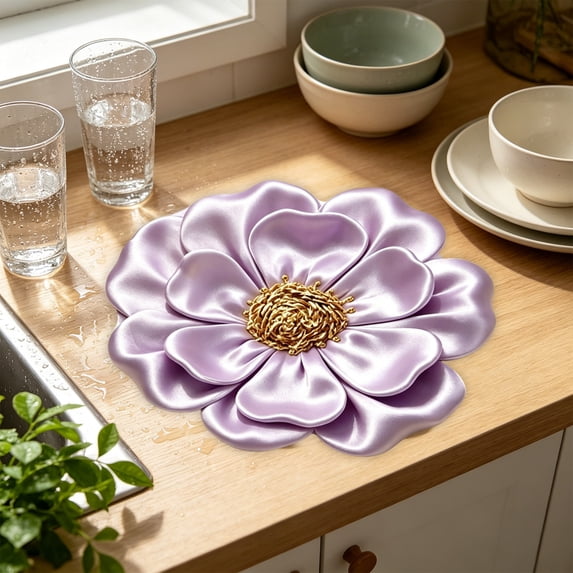 3D Visual Flower Diatom Mud Soft Table Mat, Powerful Water Absorption ...