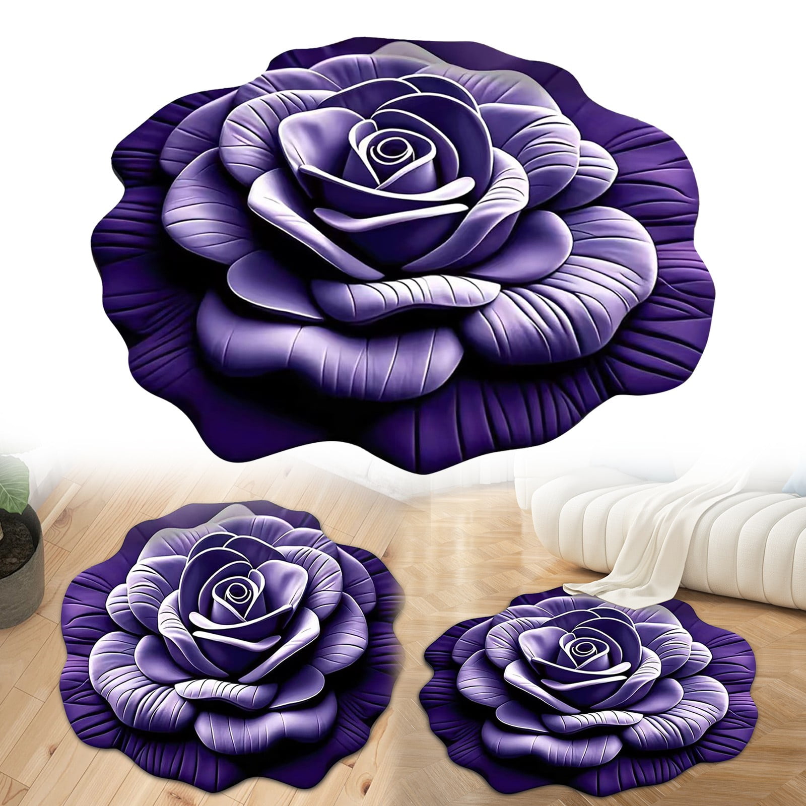 3D Visual Flower Shaped Floor Mat A Polyester Carpet Colro:A Material ...