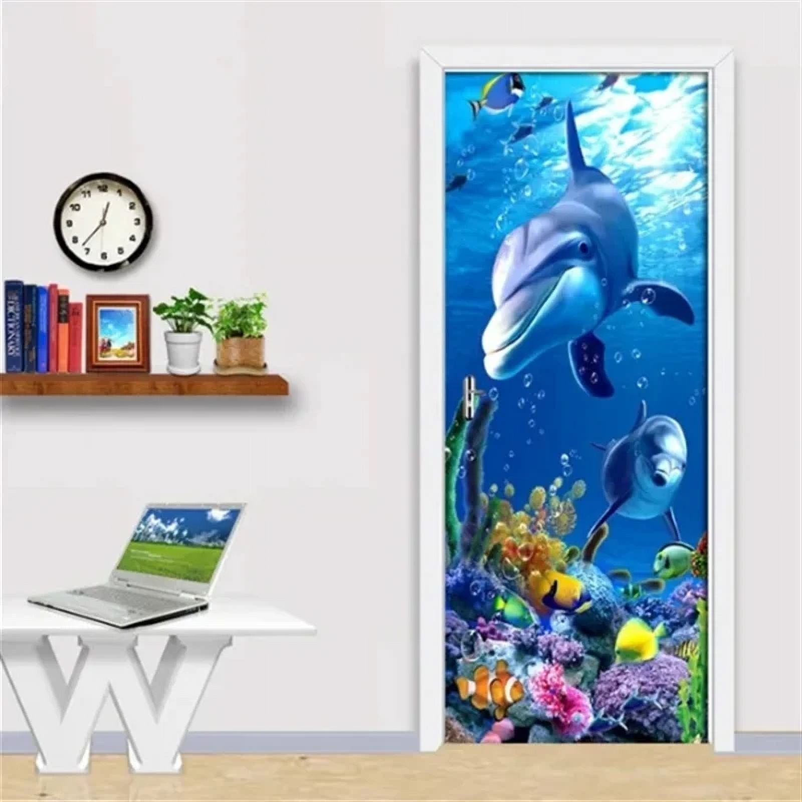 3D Visual Hexagon Wooden Door Renovation Self-adhesive Mural Bedroom ...