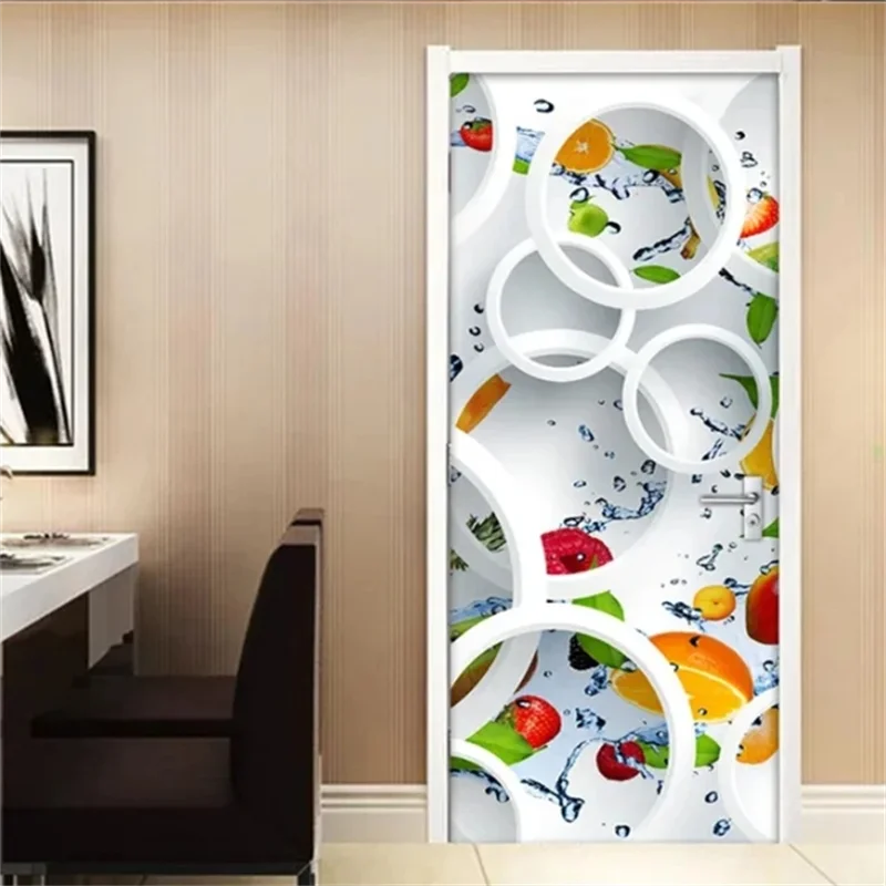 3D Visual Hexagon Wooden Door Renovation Self-adhesive Mural Bedroom ...