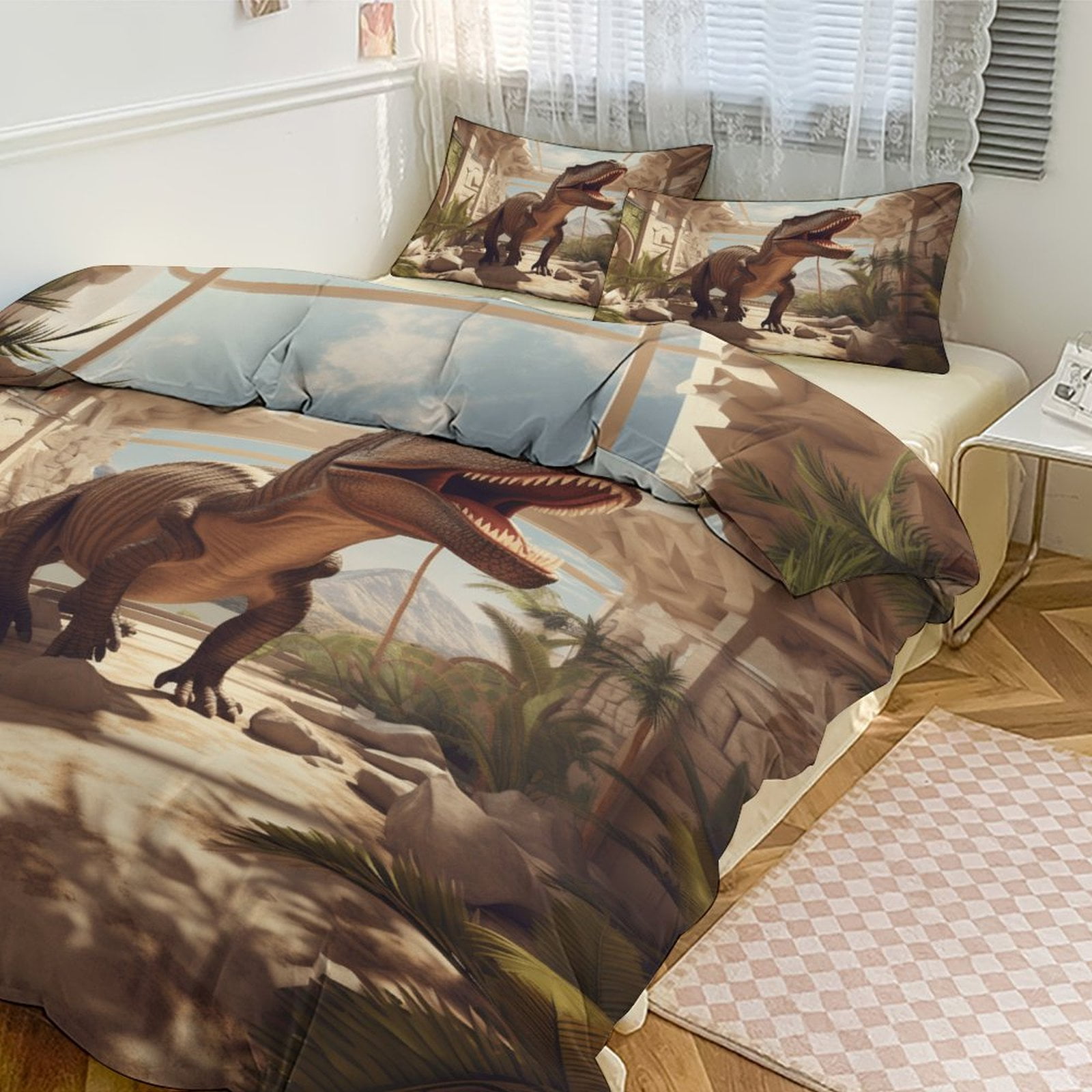 3D Visual Illusion Dinosaur 3D Duvet Cover Set Quilt Cover Theme of Kid ...
