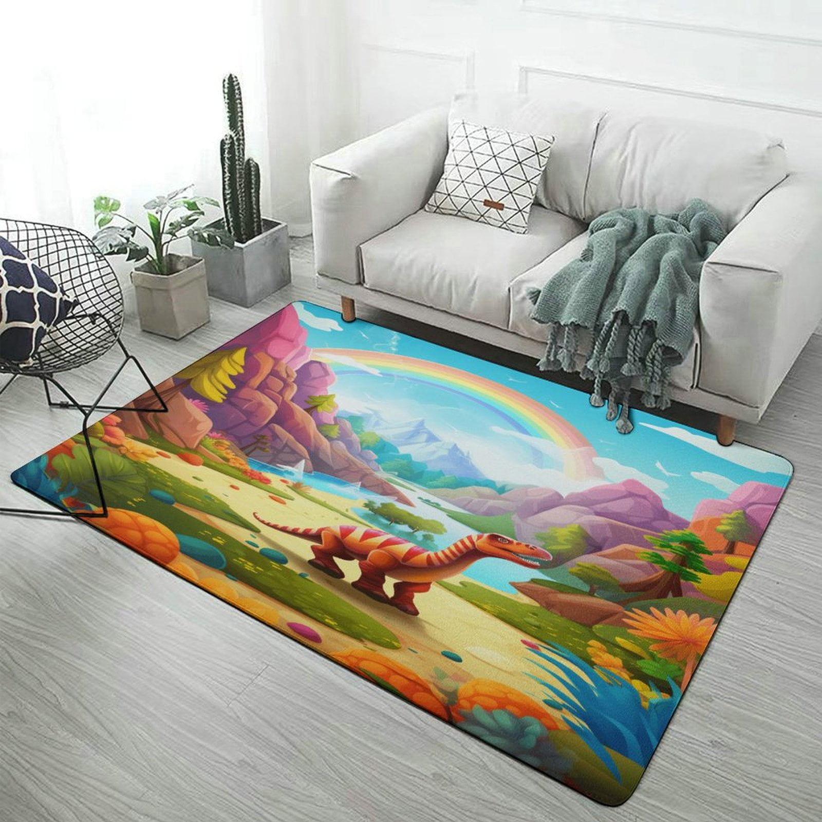 3D Visual Illusion Dinosaur Area Rugs Carpet Suitable for Living Room ...