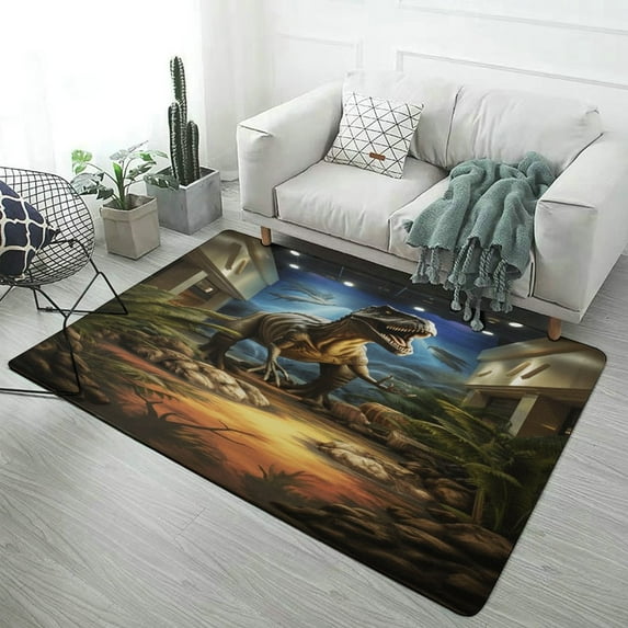 3D Visual Illusion Dinosaur Area Rugs Carpet Suitable for Living Room ...