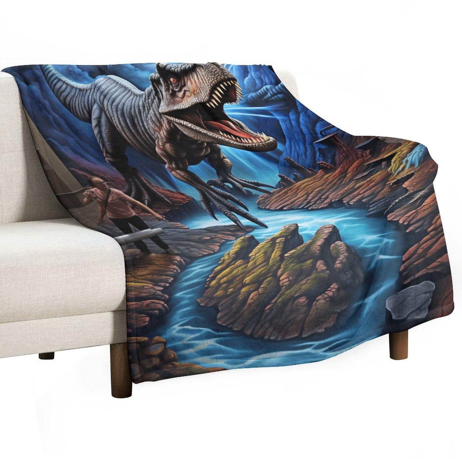 3D Visual Illusion Dinosaur Blanket for Boys Soft Cozy Flannel Warm ...