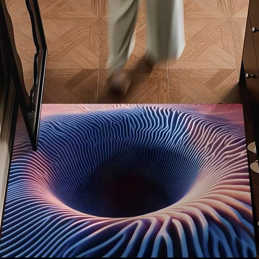 3D Visual Illusion Doormat, Endless Abyss Pattern Non-Slip Floor Rug ...