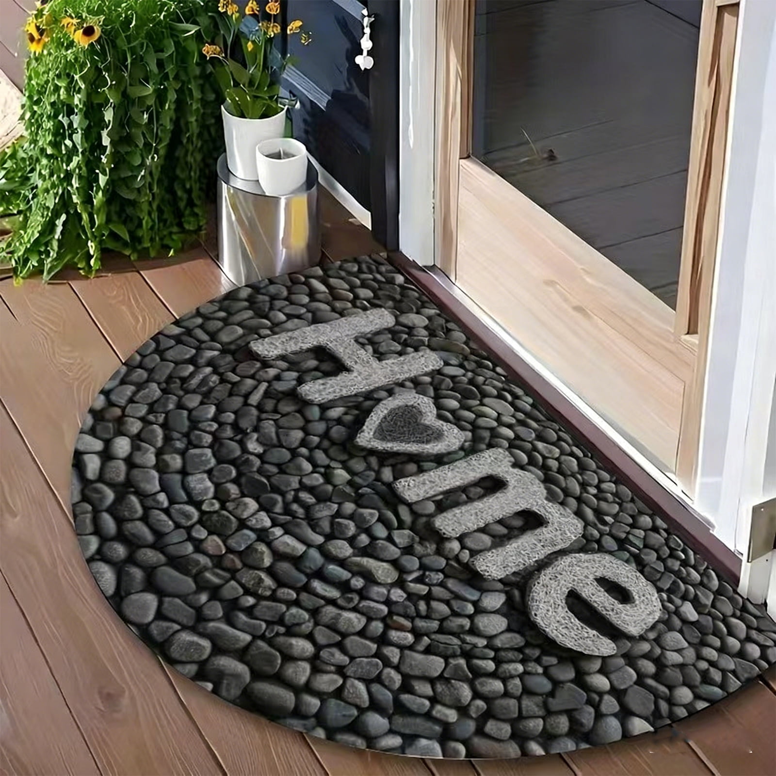 3D Visual Illusion Entryway Doormat, 40*60Cm Semi - Circular Crystal ...