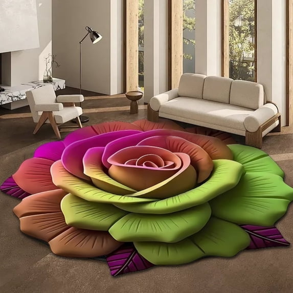 3D Visual Rose Pattern N1 Large Door Mat, For Entrance Hallway Bathroom ...