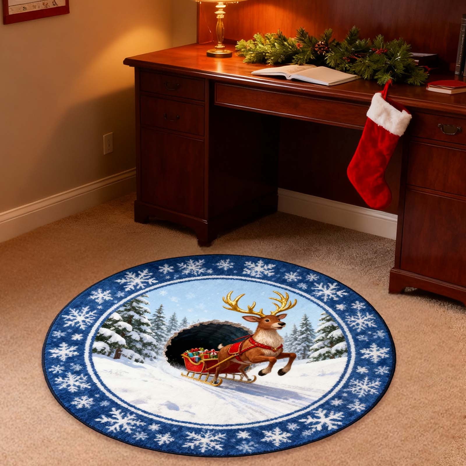 3D Visual Santa Christmas Doormat Festive Holiday Floor Carpet For ...