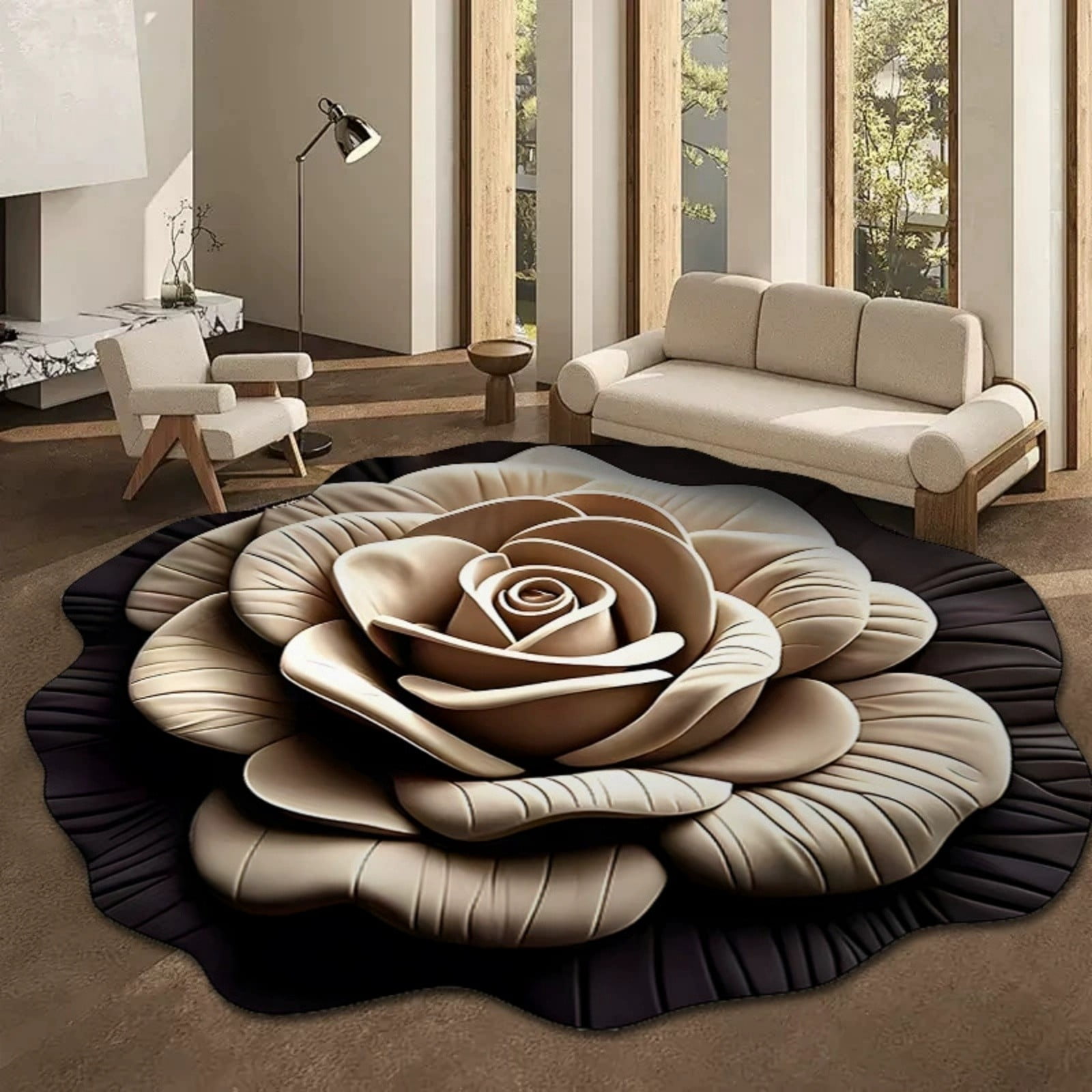 3D Visual Stereo Flower Special Shaped New Mud Floor Mat Living Room ...