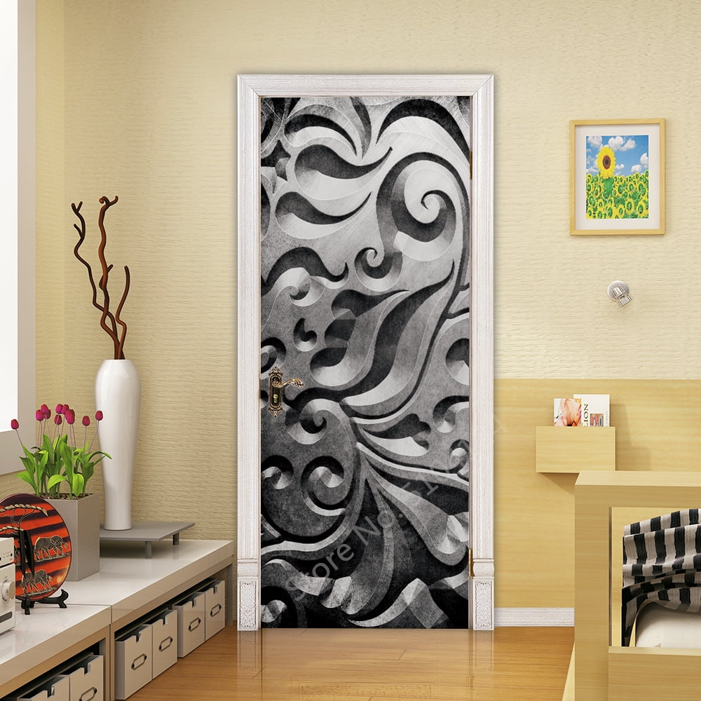 3D Visual Stereo Geometric Hexagon Door Sticker Peel & Stick PVC Door ...