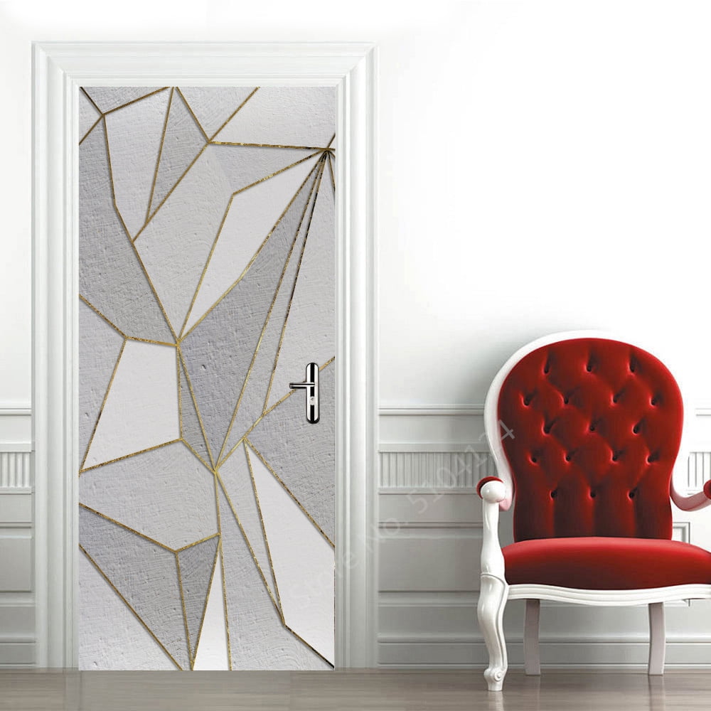 3D Visual Stereo Geometric Hexagon Door Sticker Peel & Stick PVC Door ...