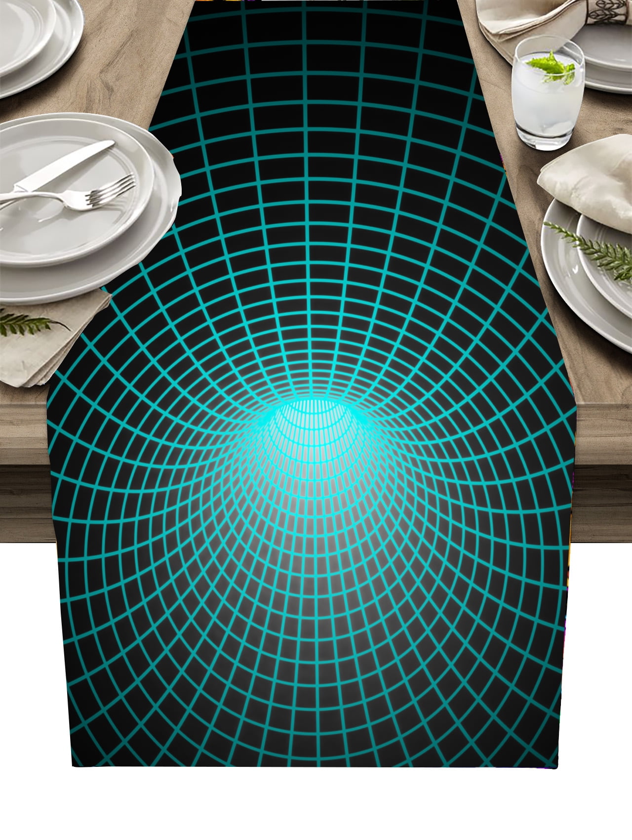 3D Visual Swirl Print Table Runner Modern and Stylish ration Suitable ...