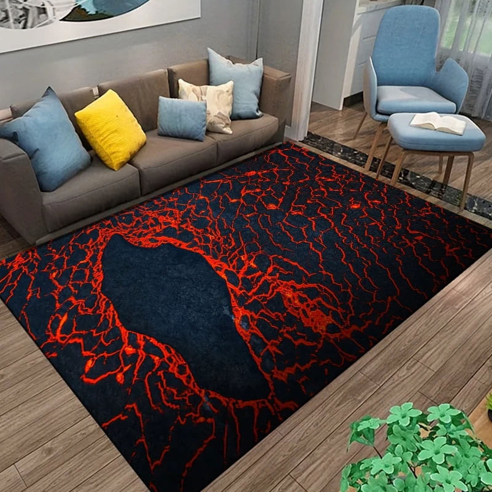 3D Volcano Lava Magma Area Rug Large Carpet Rug for Living Room Bedroom ...