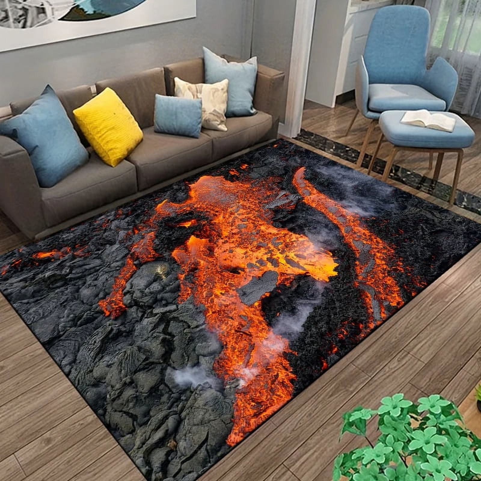3D Volcano Lava Magma Area Rug Large Carpet Rug for Living Room Bedroom ...