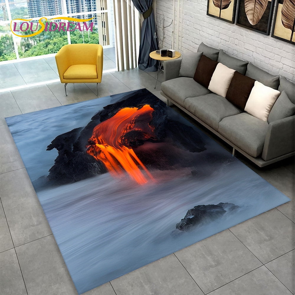 3D Volcano Lava Magma Area Rug Large Carpet Rug for Living Room Bedroom Sofa Doormat ration Kid ...