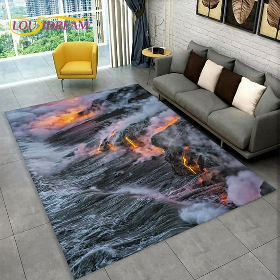 3D Volcano Lava Magma Area Rug Large Carpet Rug for Living Room Bedroom ...