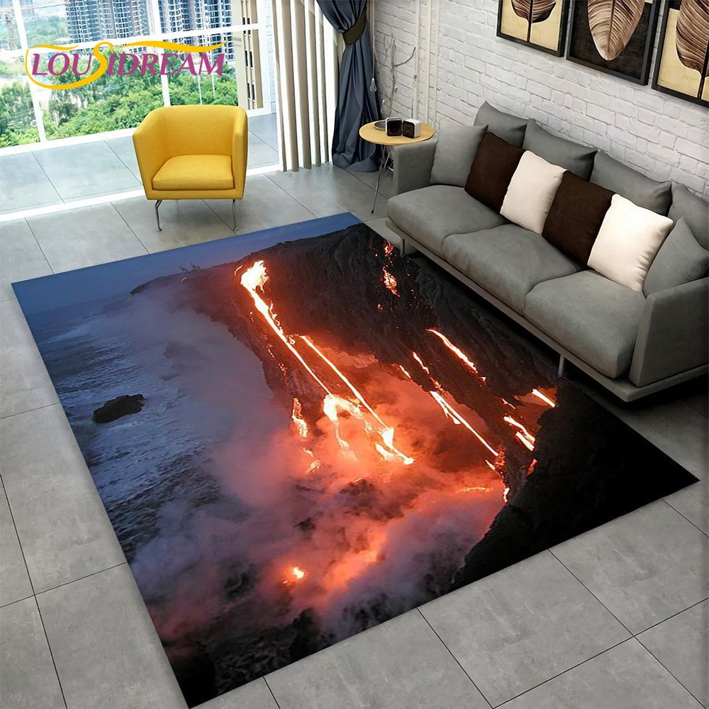 3D Volcano Lava Magma Area Rug Large Carpet Rug for Living Room Bedroom ...