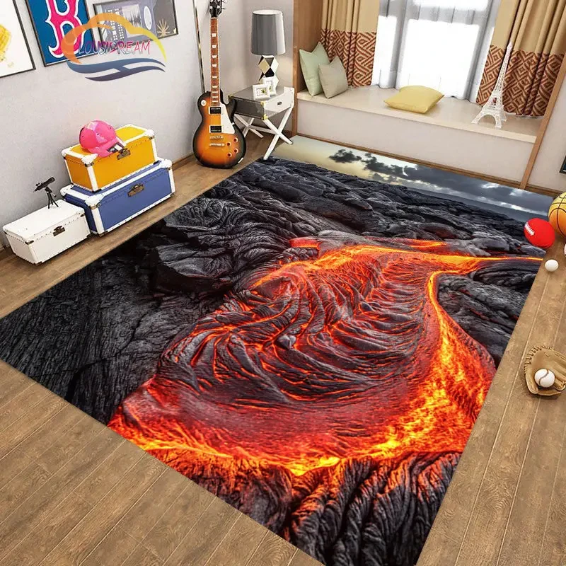 3D Volcano Lava Magma Area Rug Large Carpet for Living Room Bedroom ...
